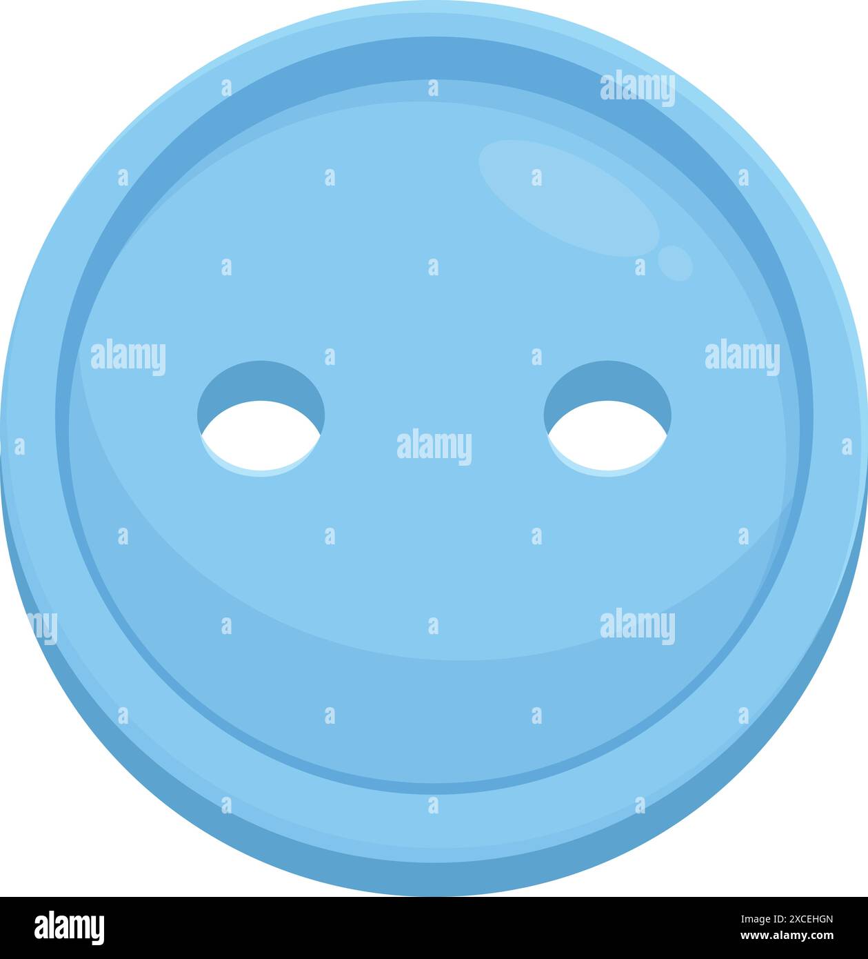 Simple blue plastic button with two holes, useful for sewing and ...