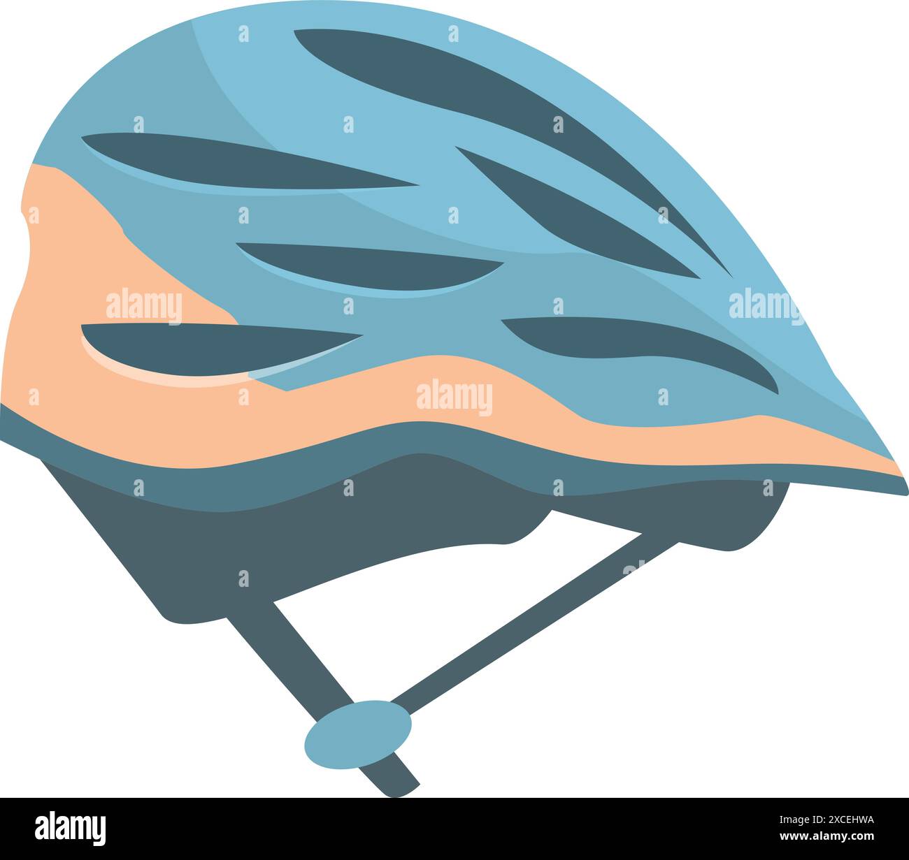Blue bicycle helmet protecting the head from injuries while cycling on ...