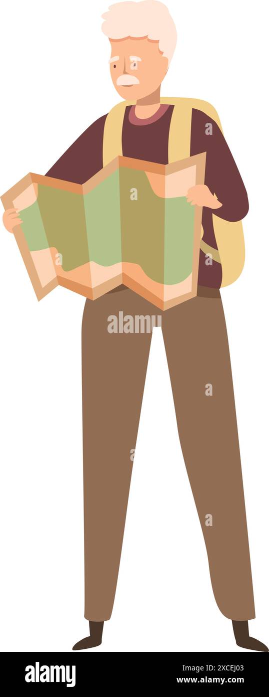 Old man looking at a map Stock Vector Images - Alamy