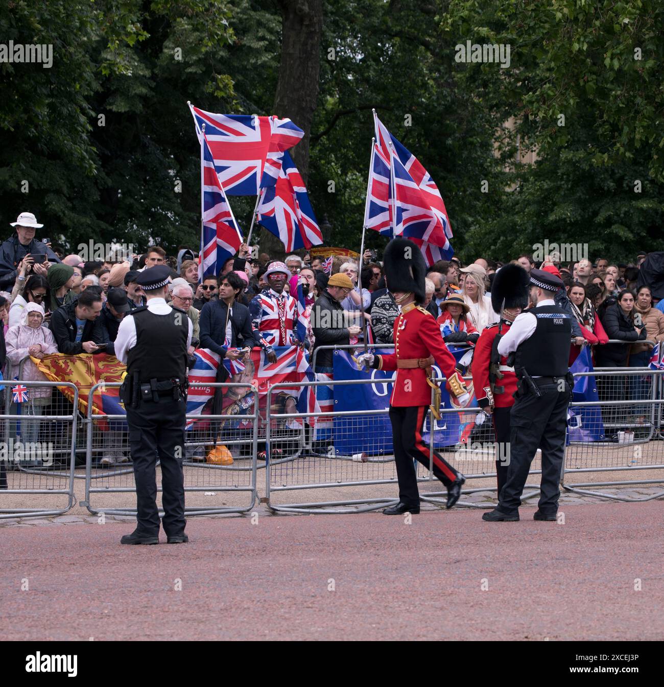 Supporters of The Monarchy Wave Union Jack Flags Trooping The Colour ...
