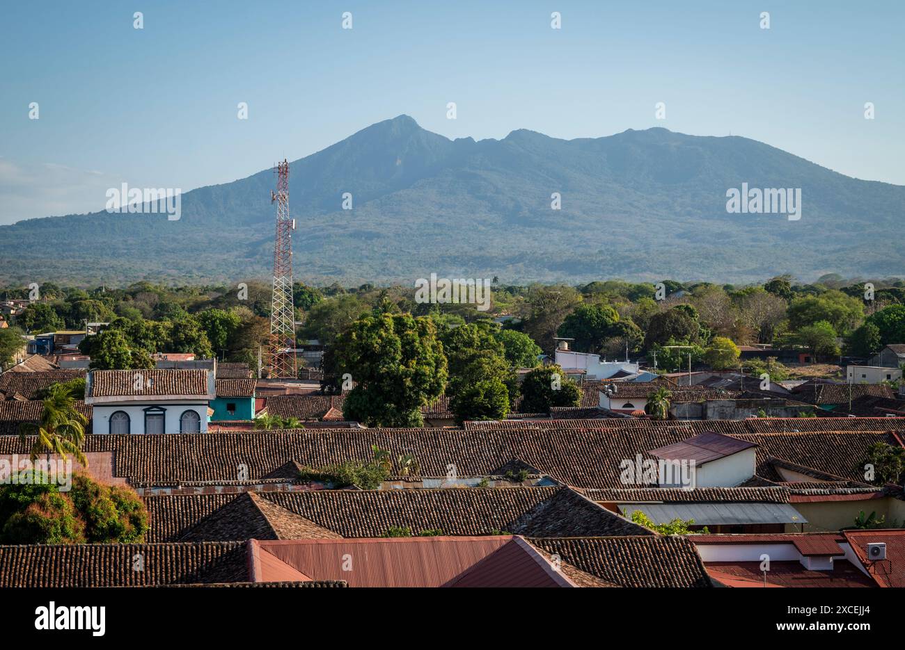 Mombacho volcano seen from the church tower Iglesia de la Merced ...