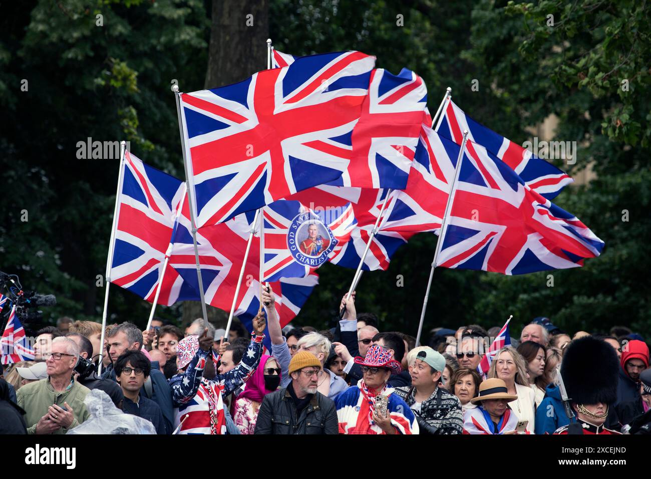 Royalists Waving Union Jack Flags Trooping The Colour Color London 2024 ...