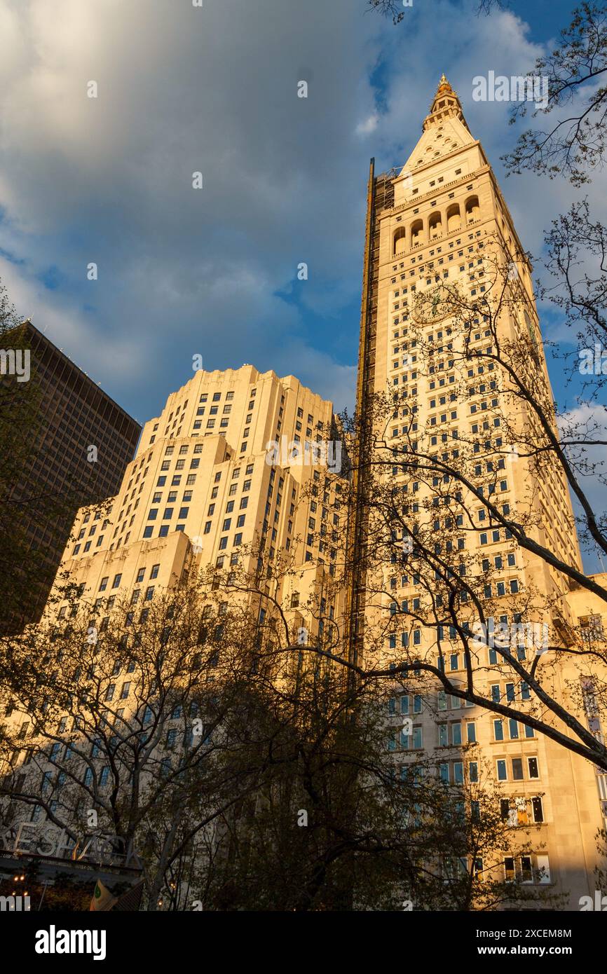 Metlife Building clock tower Madison Square New York City. The facade ...