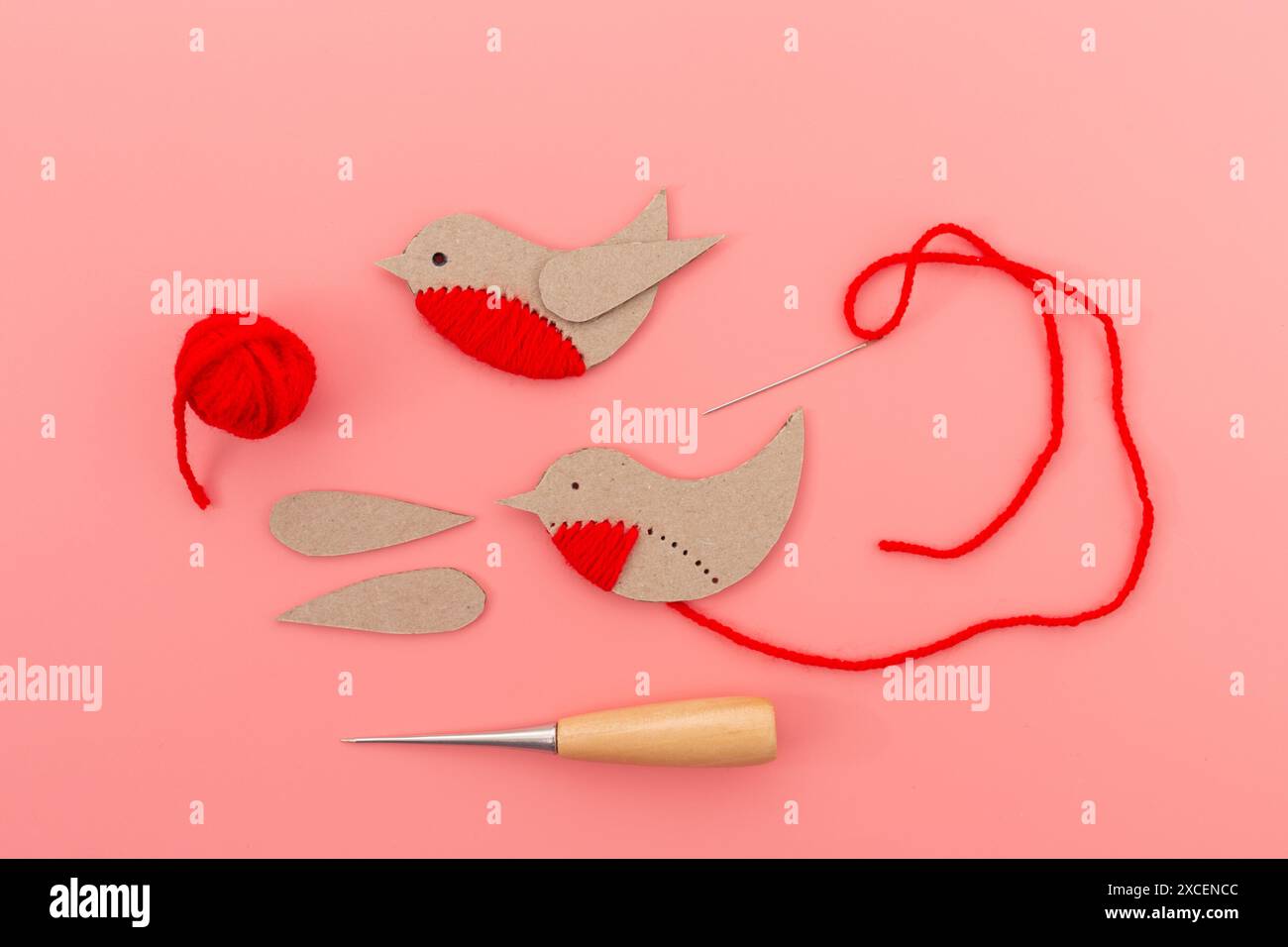 Collage showing the creation of bird craft, detailing steps from cut ...