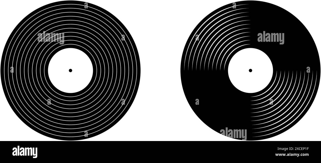 Black vinyl disc icons. Turntable LP or long play music records ...