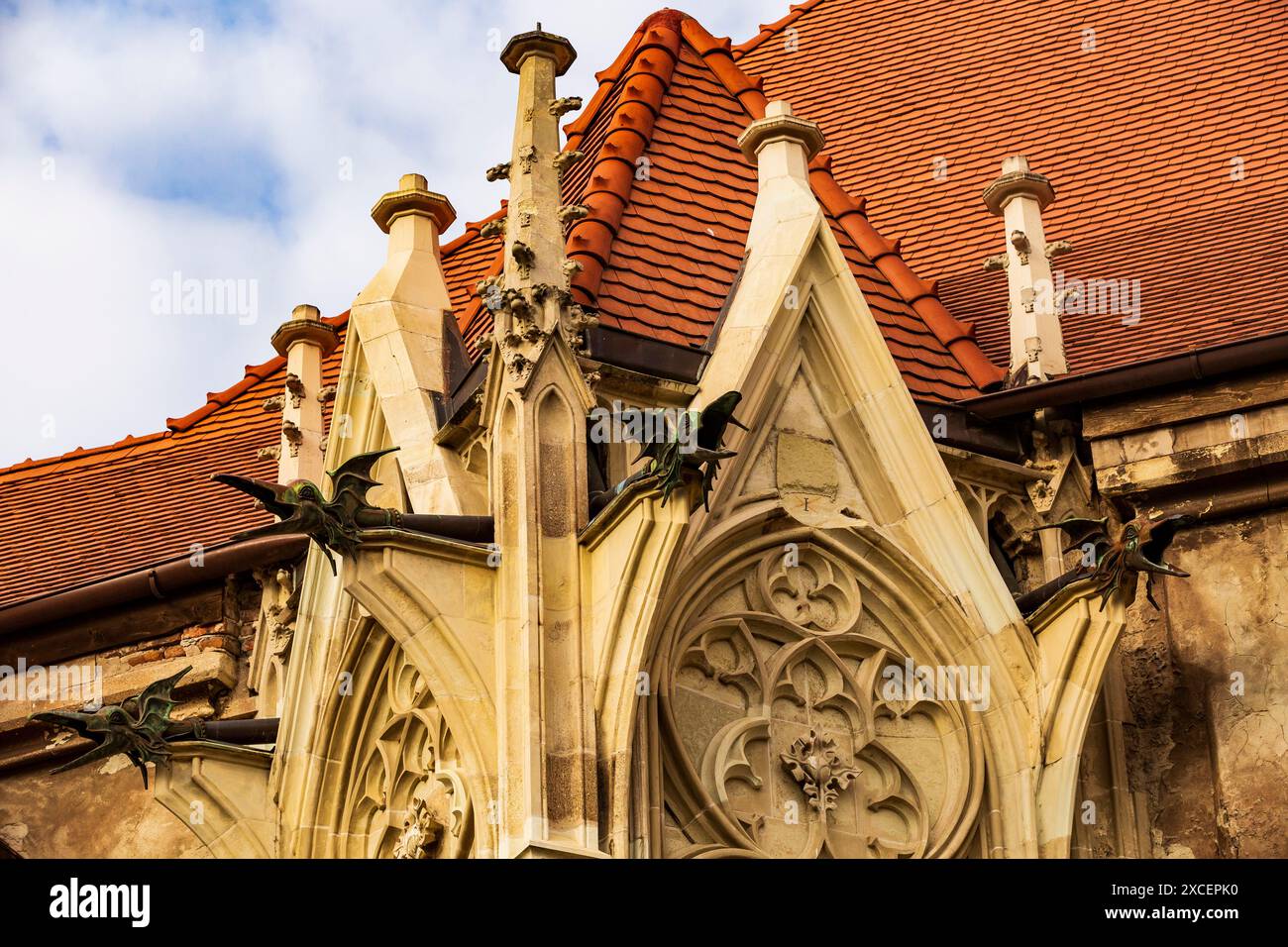 Europe, Romania, Transylvania. Winged beast monsters as designs on ...