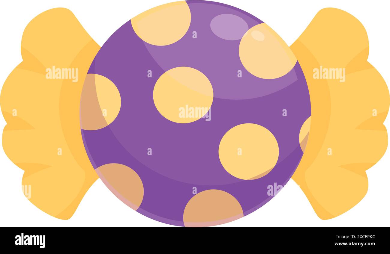 Purple candy with yellow polka dots wrapped in yellow foil is waiting ...