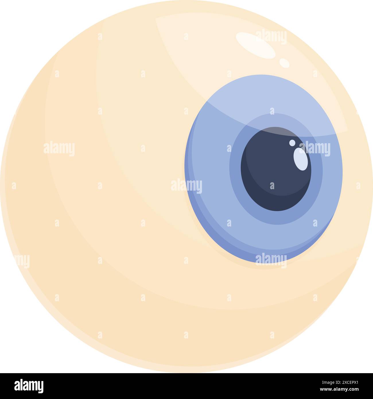 Simple cartoon illustration of a blue eye with a yellow sclera looking ...