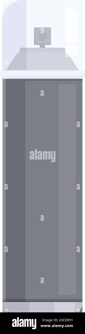 Gray spray paint can standing upright with transparent cap, isolated on ...