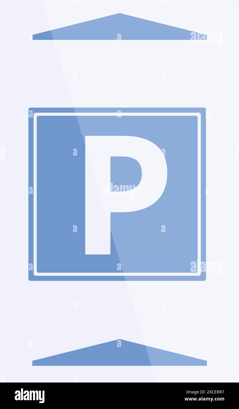 Blue parking sign with arrows pointing up and down, indicating the ...