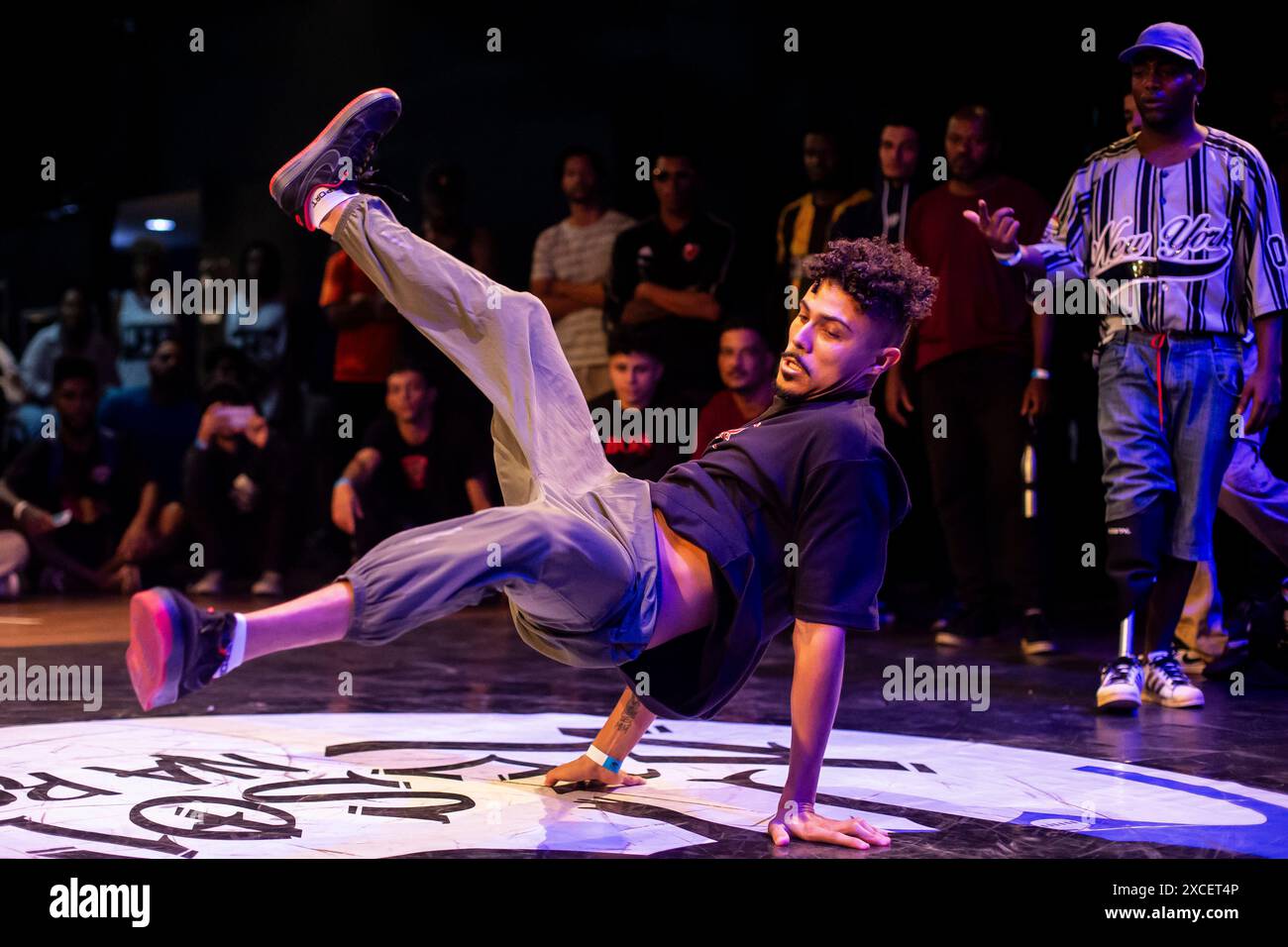 A breakdancer takes part in a competition in Rio de Janeiro, Sunday ...