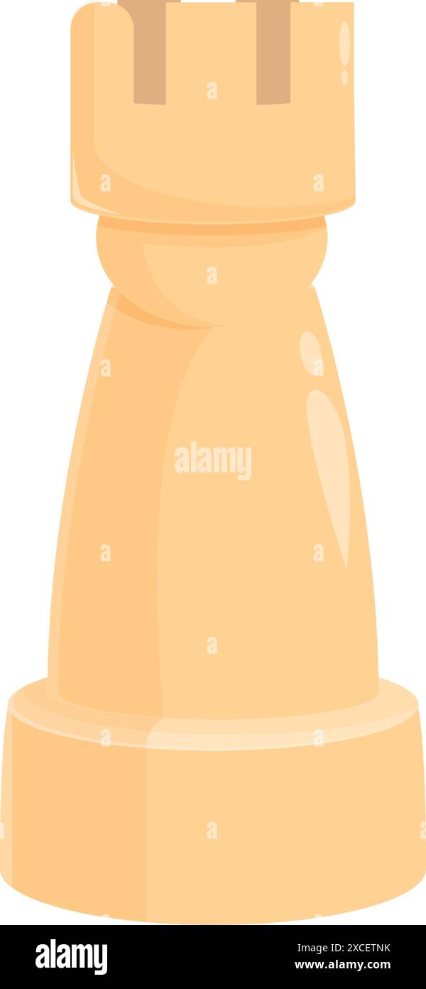 Classic style white rook chess piece standing on a white background ...