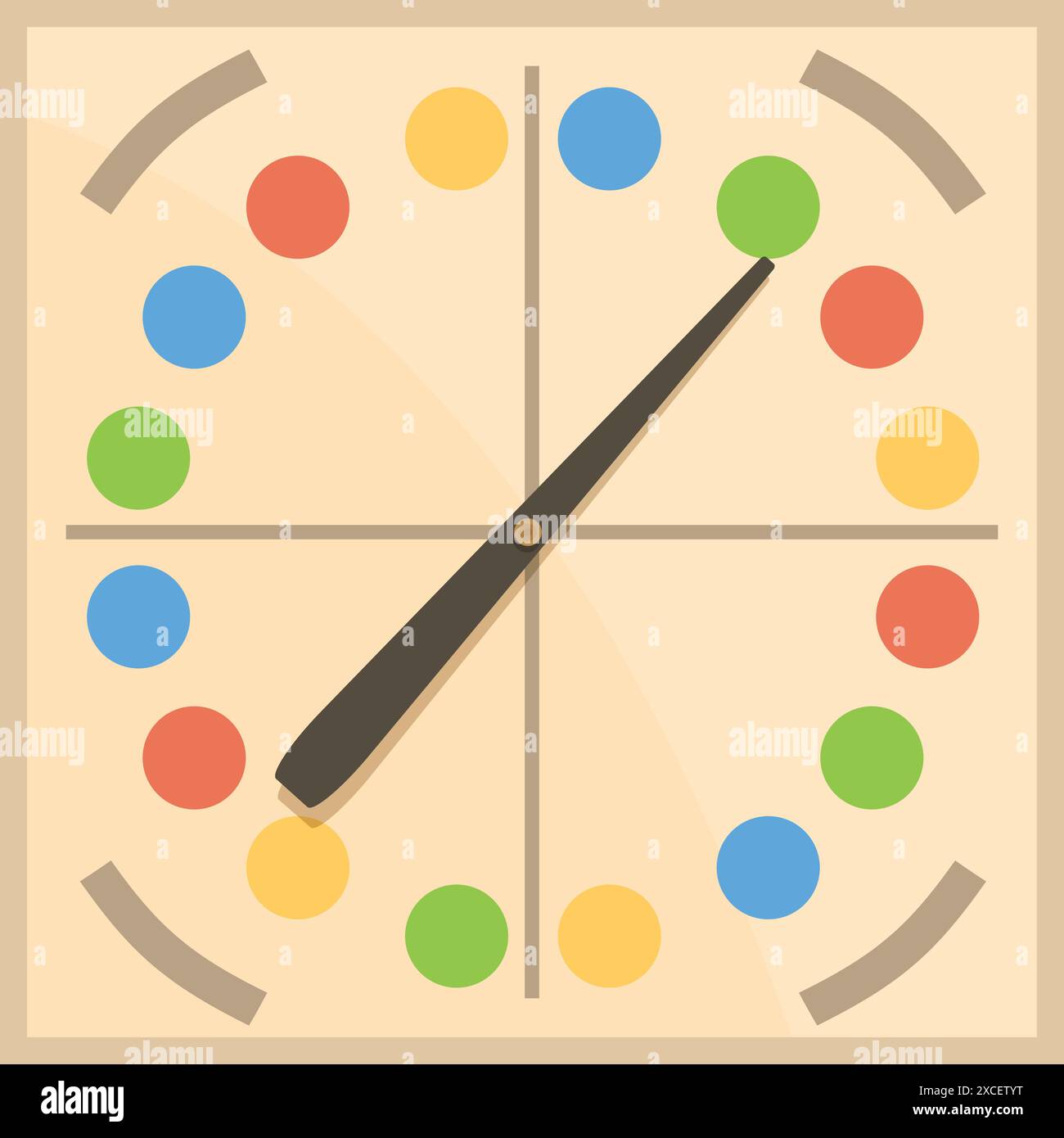 Board game spinner pointing on a green dot, indicating the next move in ...