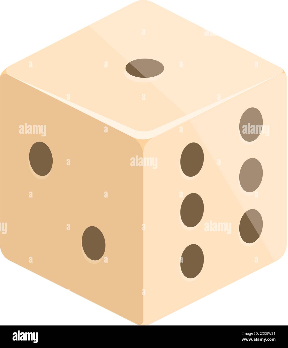 Beige dice showing number five, isometric view on white background ...