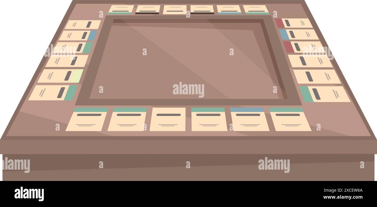 Board game with empty cards lying on wooden table top view Stock Vector ...