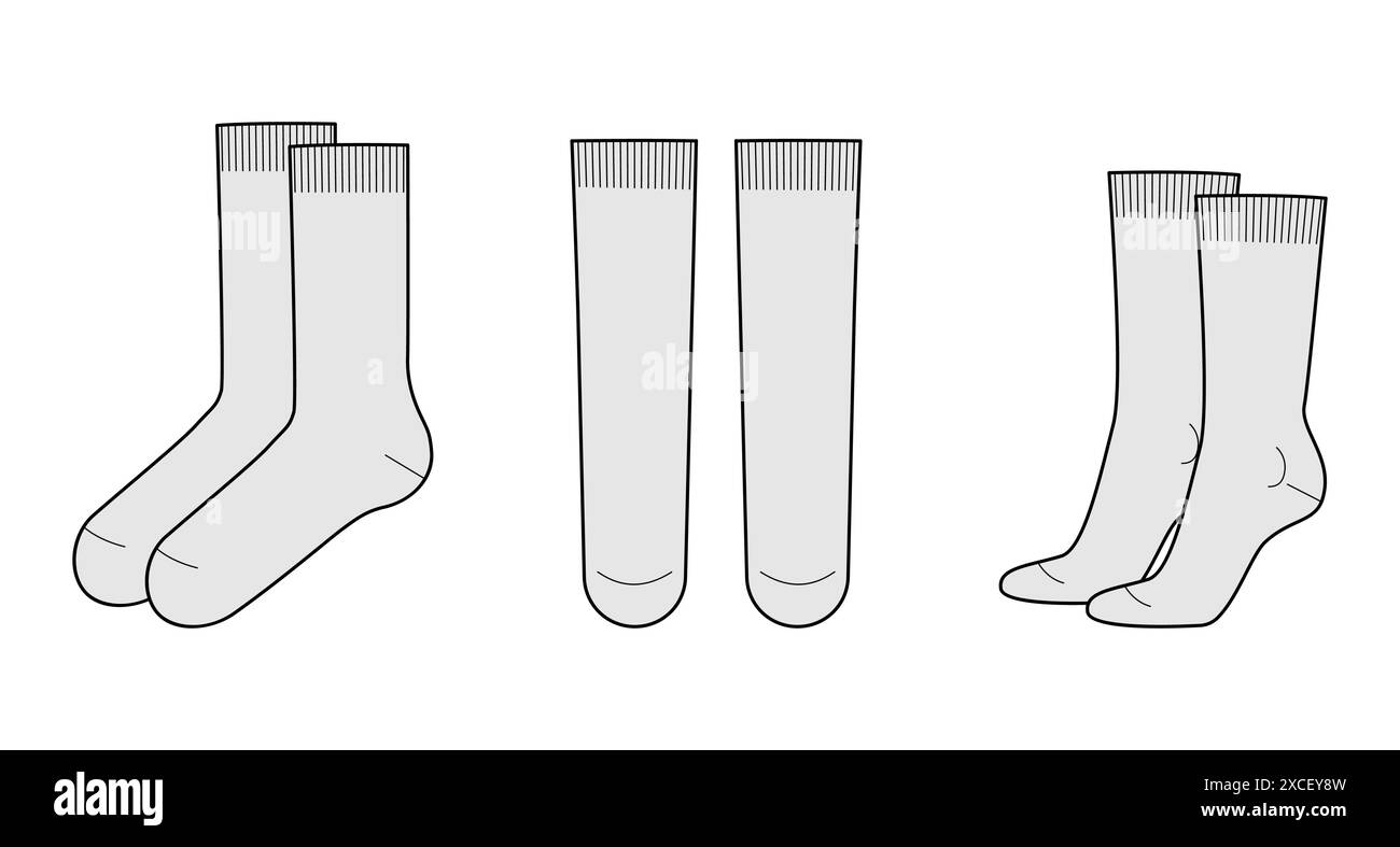 Mid Calf Socks length set. Fashion hosiery accessory clothing technical ...