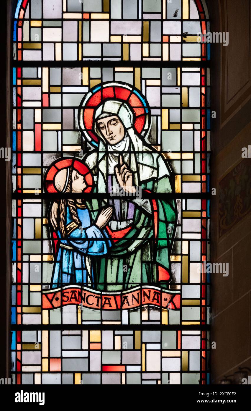 Saint Anne (the Mother of the Virgin Mary). A stained-glass window in ...