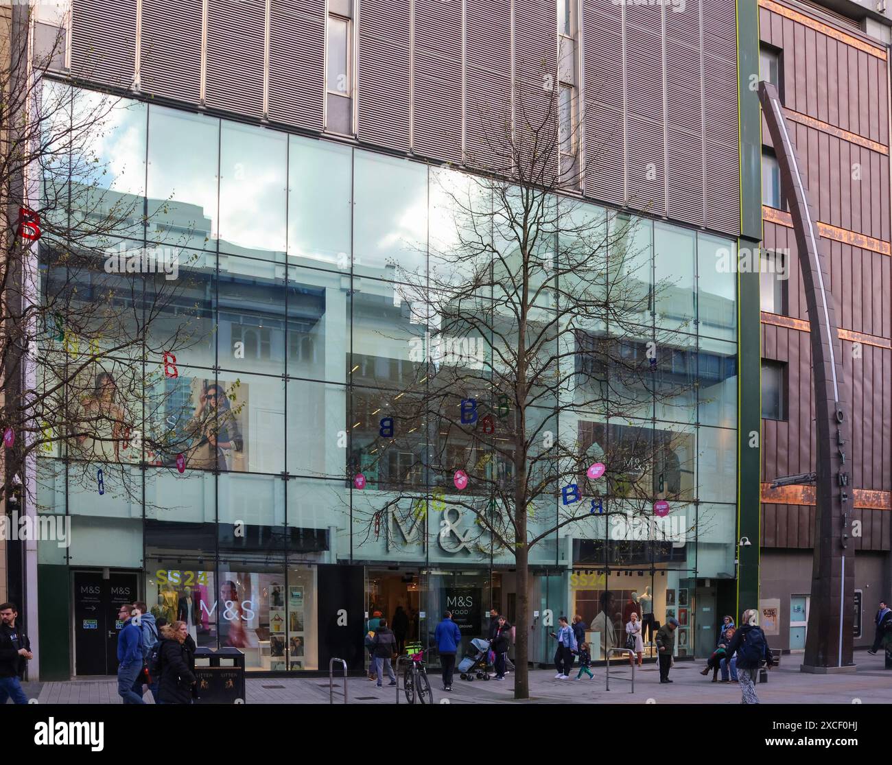 Front exterior facade Marks & Spencer store M&S Belfast city centre UK ...