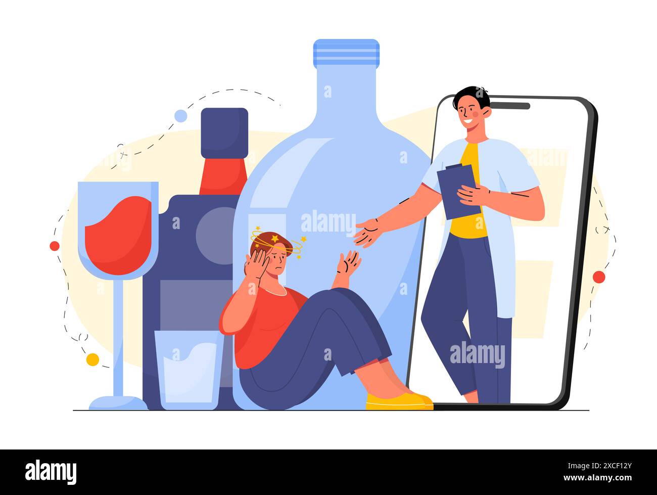 Woman with alcohol abuse. Girl suffers from alcohol addiction. Negative ...