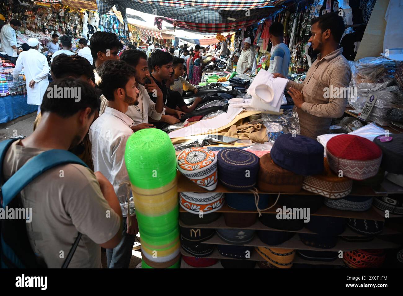 NEW DELHI, INDIA - JUNE 16: People shopping at Meena Bazar Market near the Jama Masjid, on the ...
