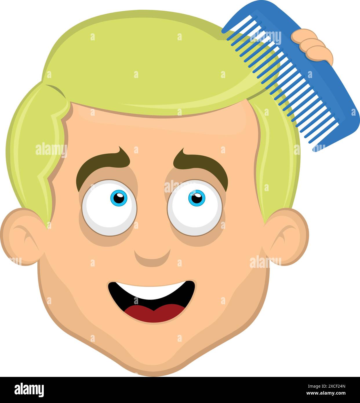 Cartoon Boy Combing Hair