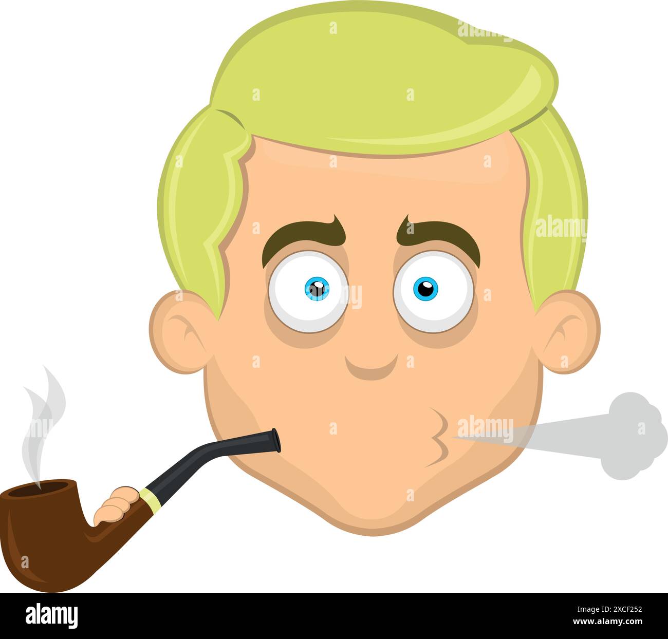 vector illustration face man cartoon blonde eyes smoking and exhaling ...