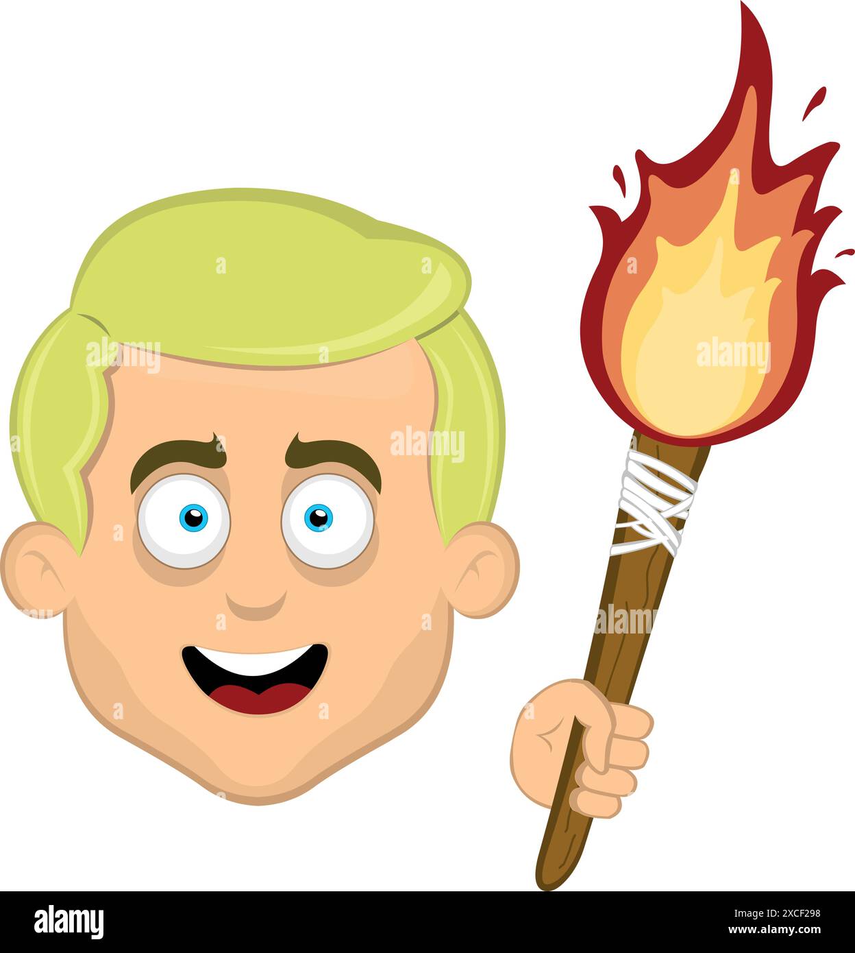 vector illustration face man cartoon blonde and blue eyes, holding a ...