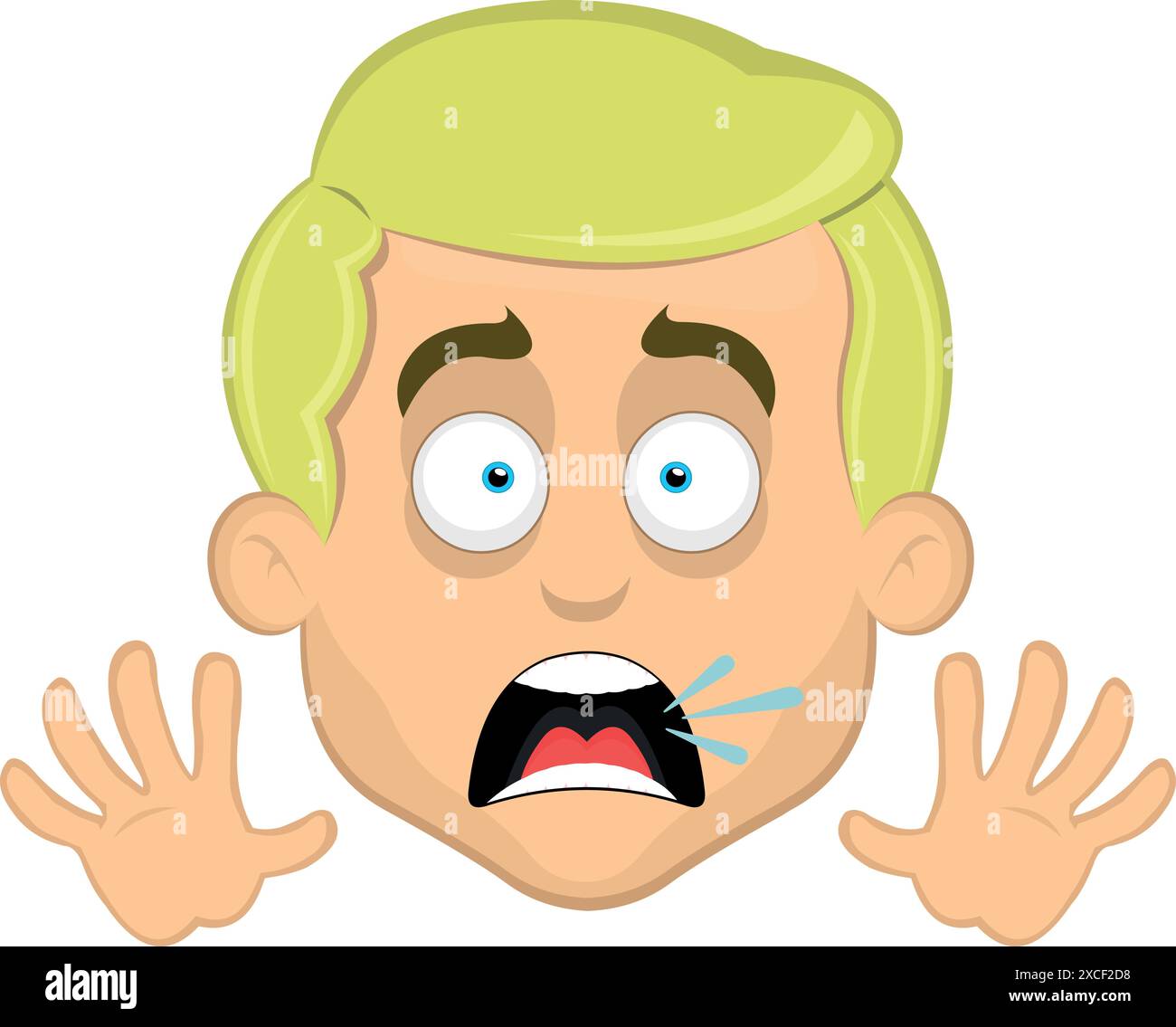 vector illustration face man cartoon blonde eyes, with an expression of ...