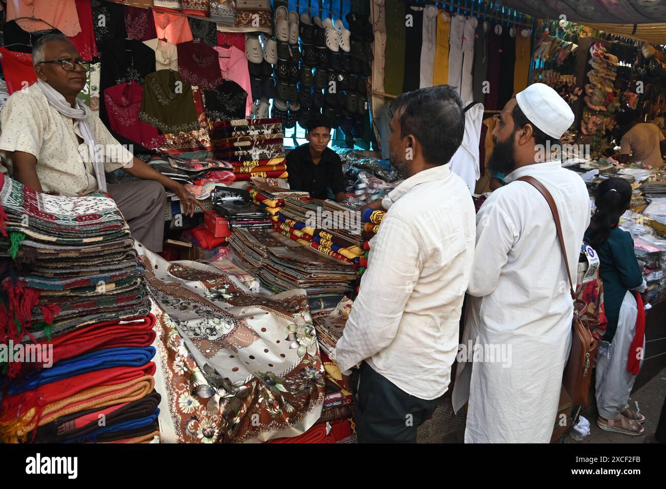 NEW DELHI, INDIA - JUNE 16: People shopping at Meena Bazar Market near the Jama Masjid, on the ...