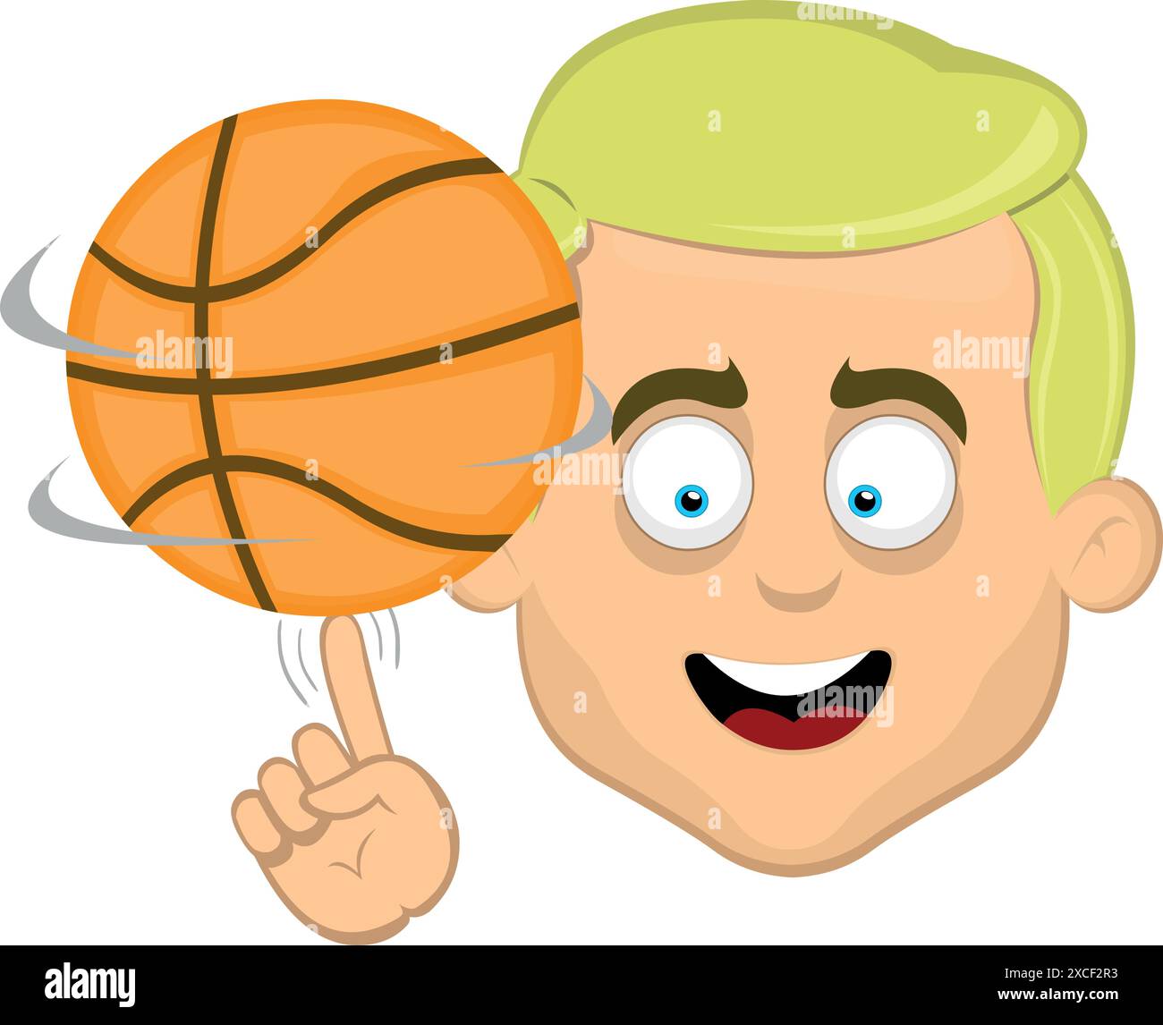 vector illustration face man cartoon blonde and blue eyes, with a ...