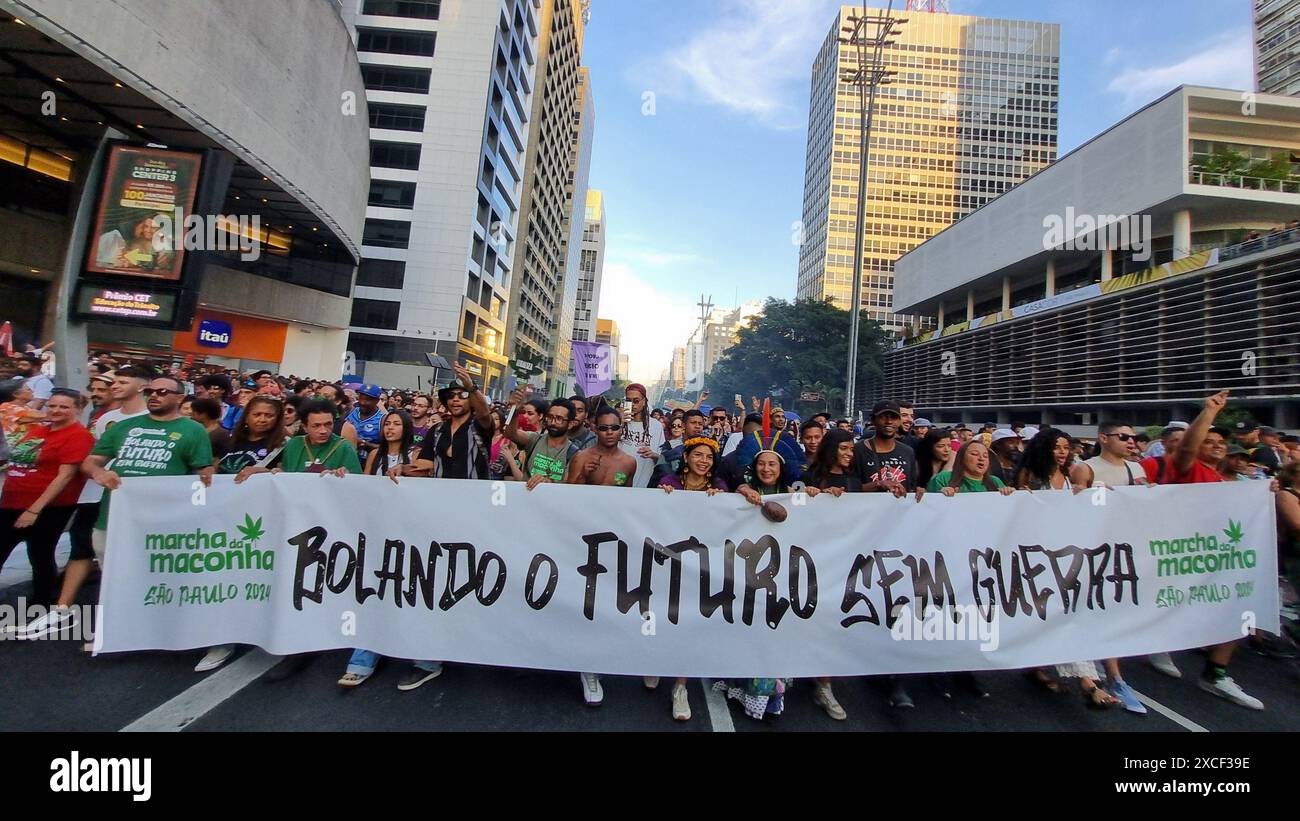 São Paulo SP Brazil June 16 2024 People take part in a march demanding ...