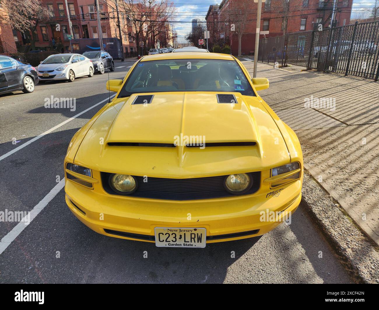 New York City, USA - March 18, 2024: Ford Mustang GT coupe yellow ...