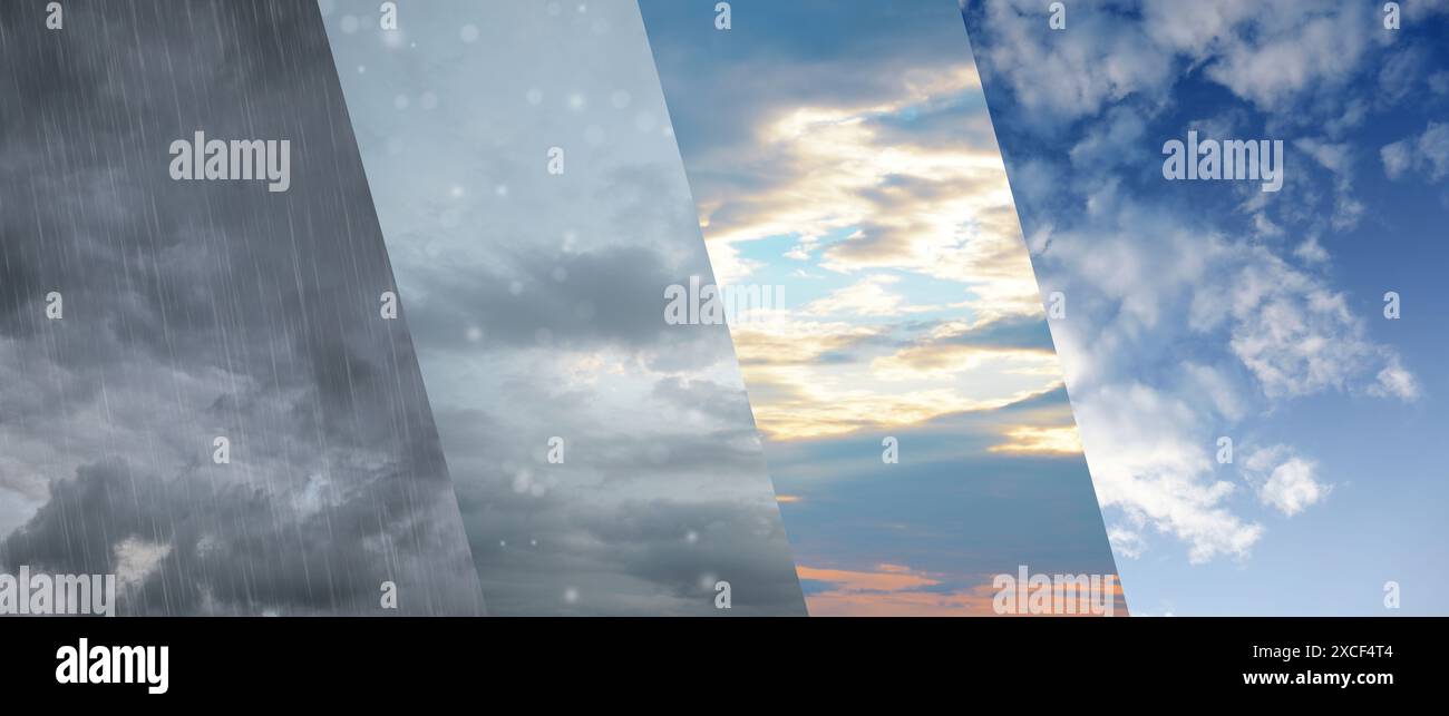 Different weather conditions due to season changing, banner design ...