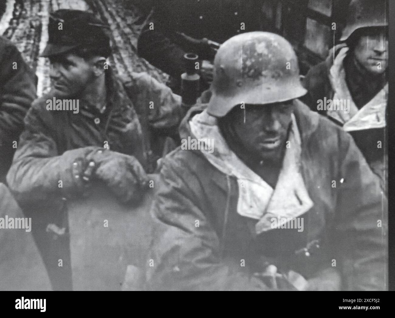World War Two B&W Screenshot photo . German Soldiers ride on an ...