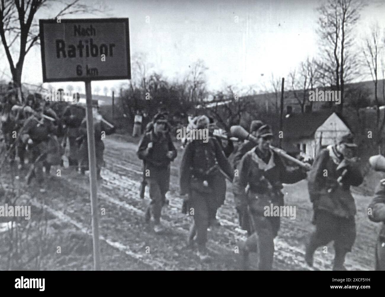 World War Two B&W Screenshot photo. German Reinforcements with Anti ...