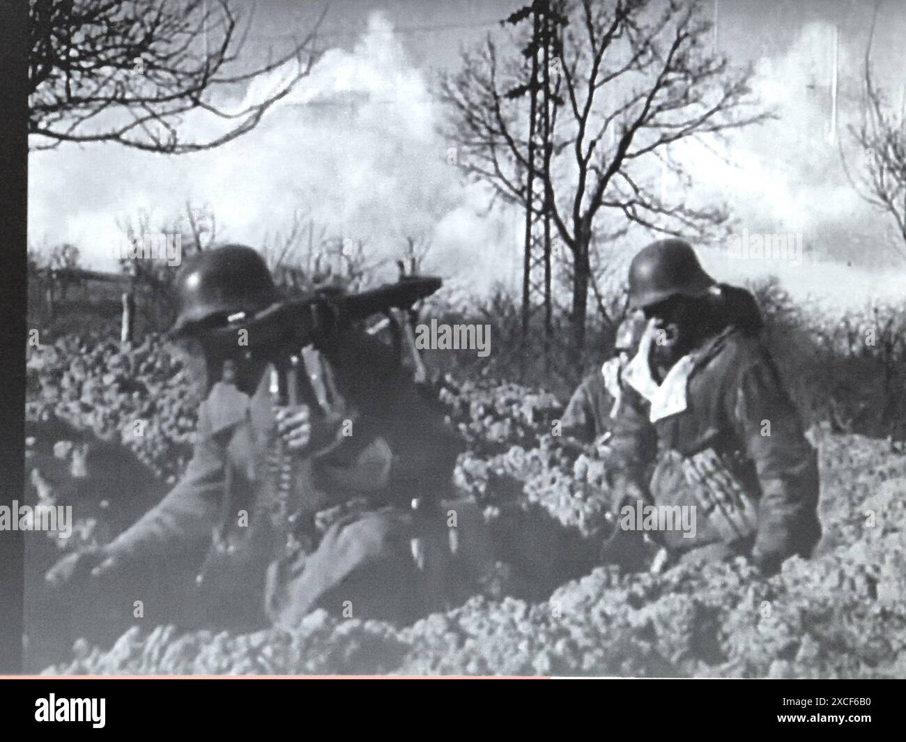 World War Two B&W Screenshot photo . German Soldiers run to their ...