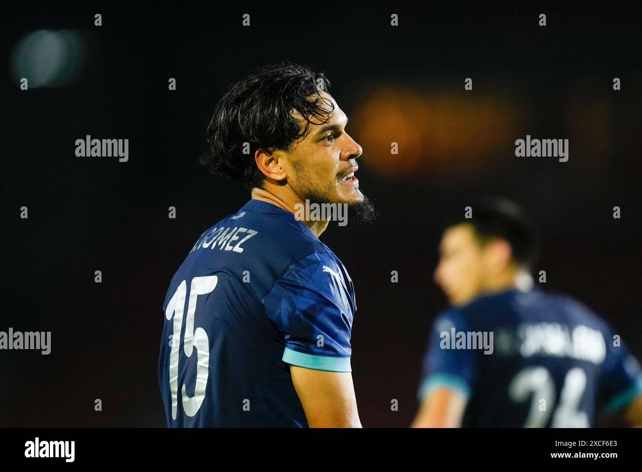 Paraguay's Gustavo Gomez reacts during a friendly soccer match against ...