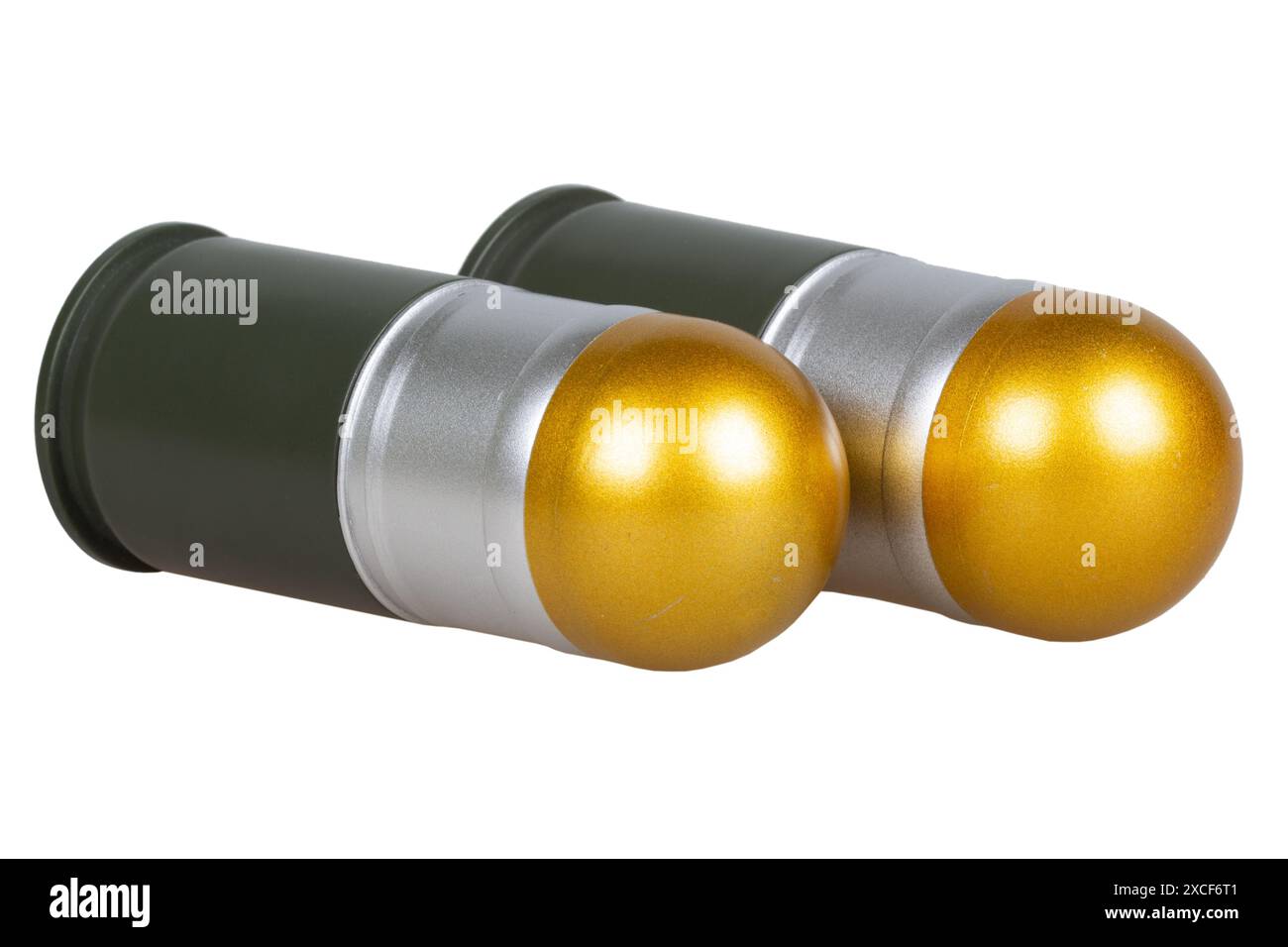 40 mm rounds for automatic grenade launcher isolated on a white Stock Photo - Alamy