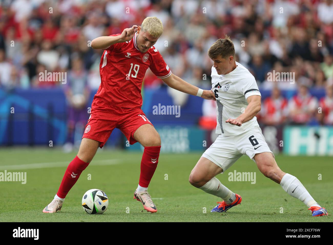 Jonas Wind (Denmark)Jaka Bijol (Slovenia) during the UEFA Euro Germany ...
