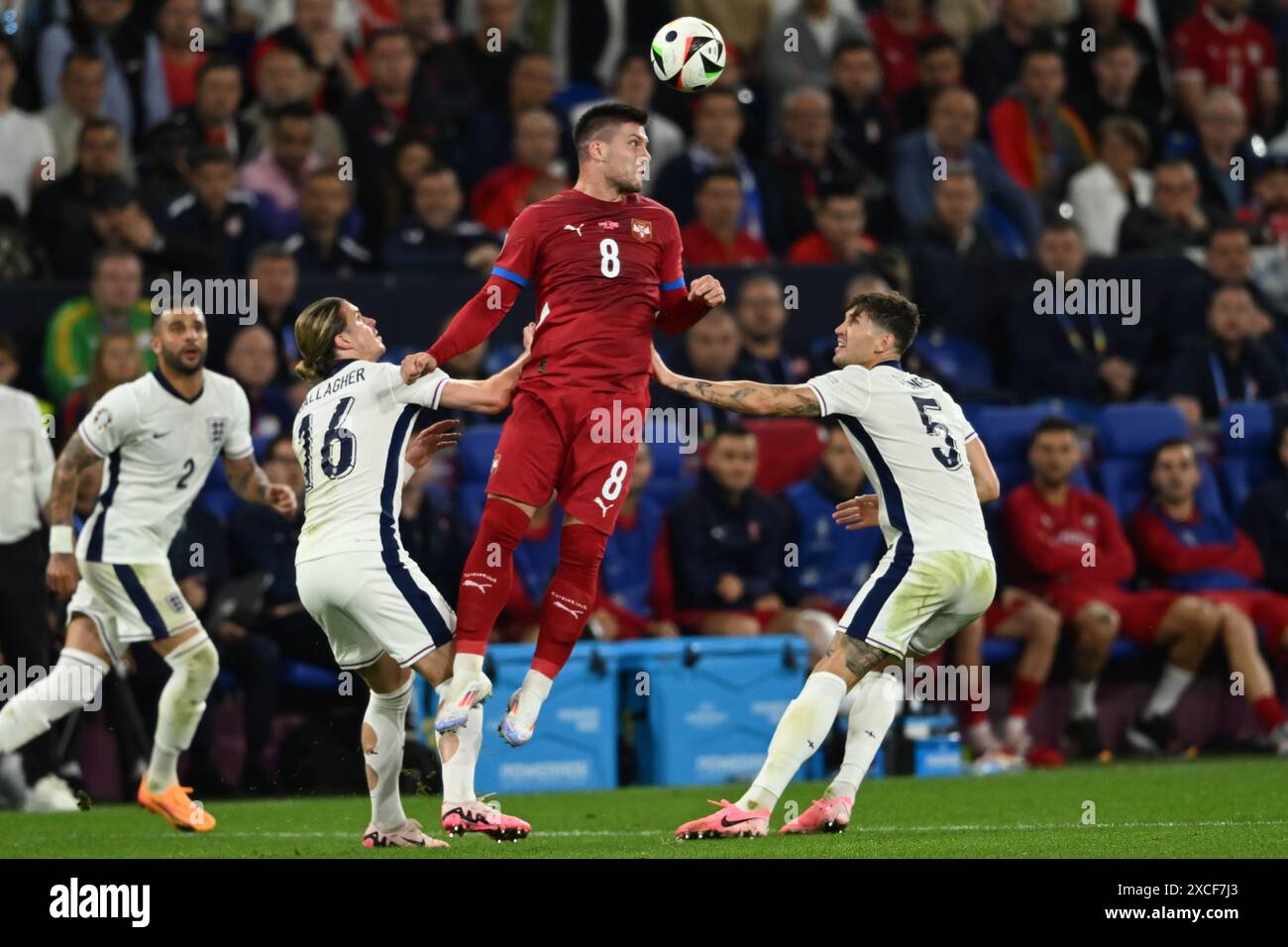 Conor Gallagher (England)Luka Jovic (Serbia)John Stones (England) during the UEFA Euro Germany ...