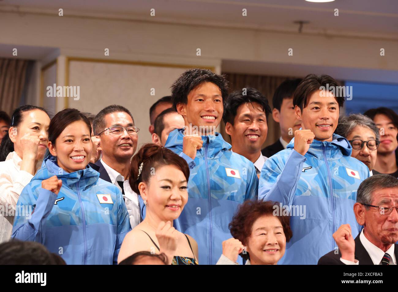 Tokyo, Japan. 16th June, 2024. (L-R) Aki Yazawa, Yuki Tanaka, Takuya ...