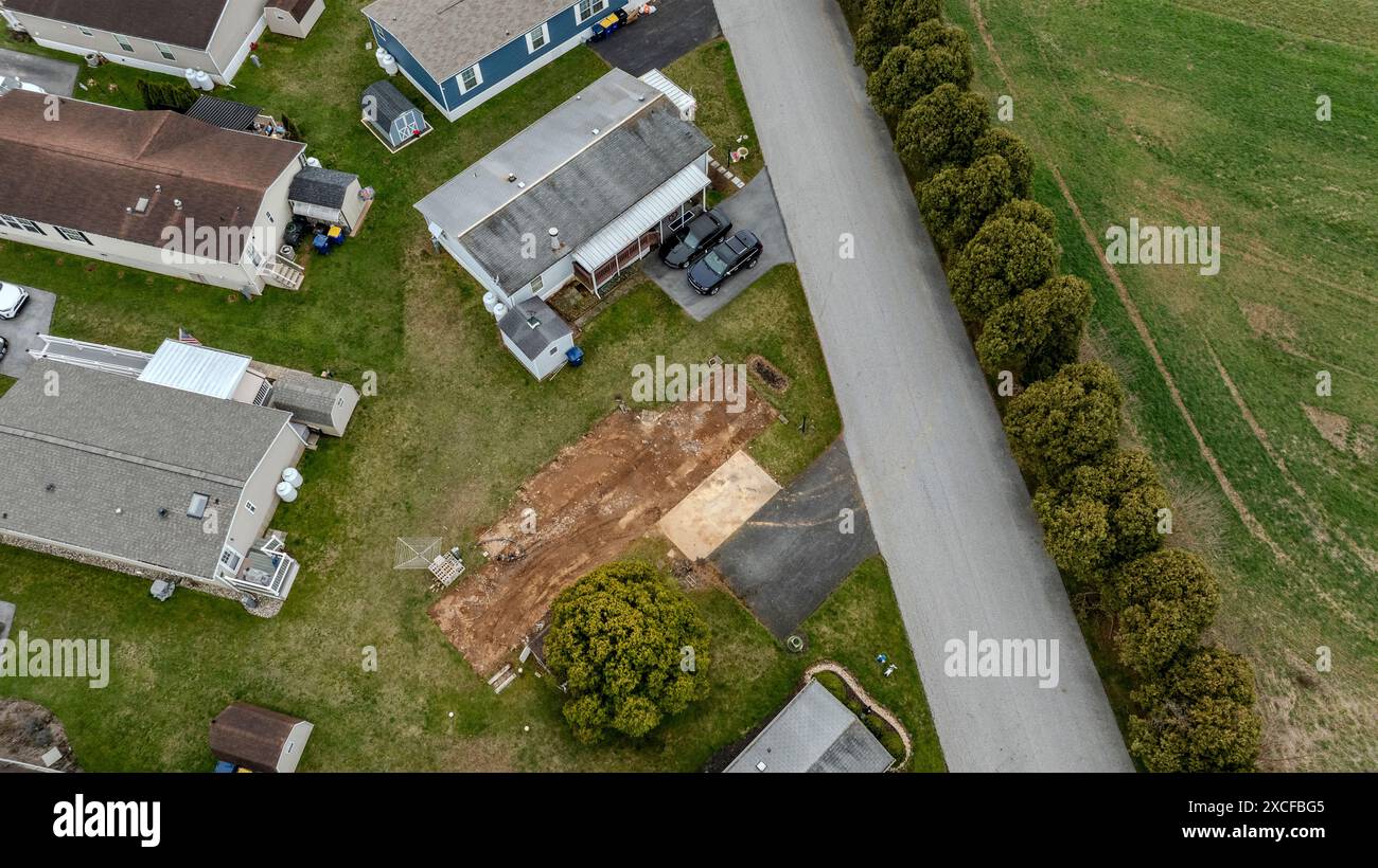 Aerial View Of Small Residential Area With Mobile, Manufactured, Prefab ...