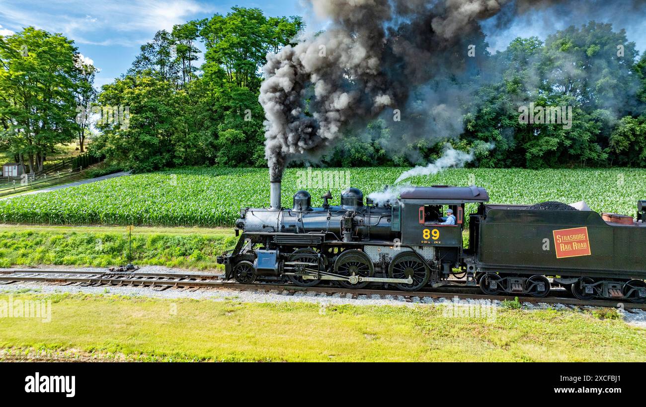 Ronks, Pennsylvania, USA, June 8, 2024 - The Black Steam Locomotive ...