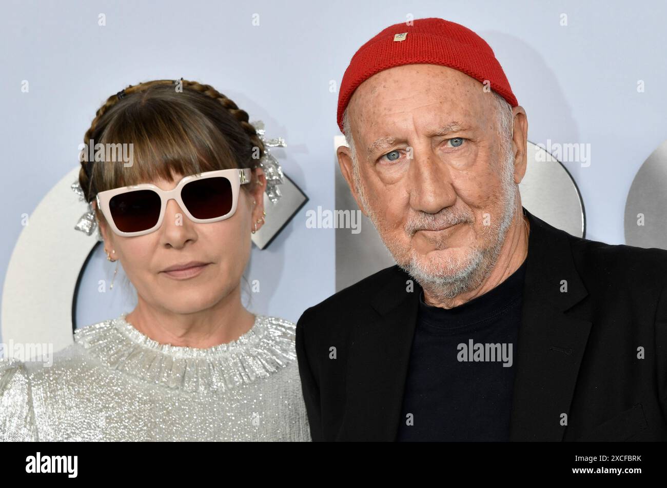 Rachel Fuller, left, and Pete Townshend arrive at the 77th Tony Awards ...
