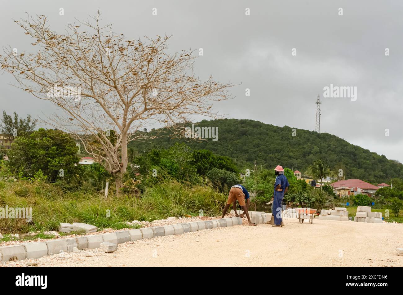 Outside workers building wall road hi-res stock photography and images ...