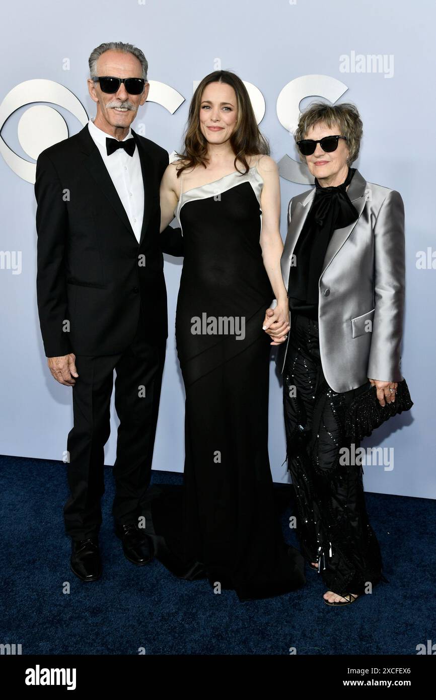 Lance McAdams, from left, Rachel McAdams, and Sandra McAdams arrive at ...