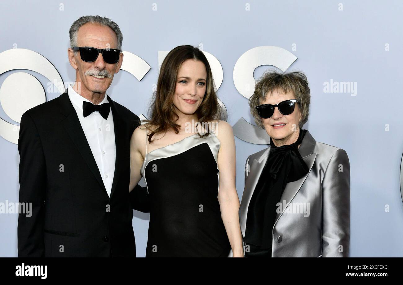 Lance McAdams, from left, Rachel McAdams, and Sandra McAdams arrive at ...