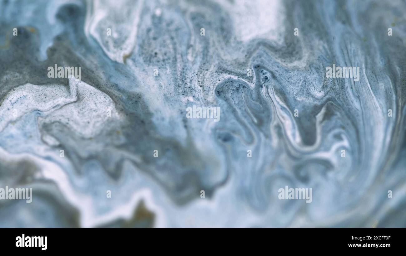 Liquid marble texture. Ink spill. Blur gray white color metallic blue ...