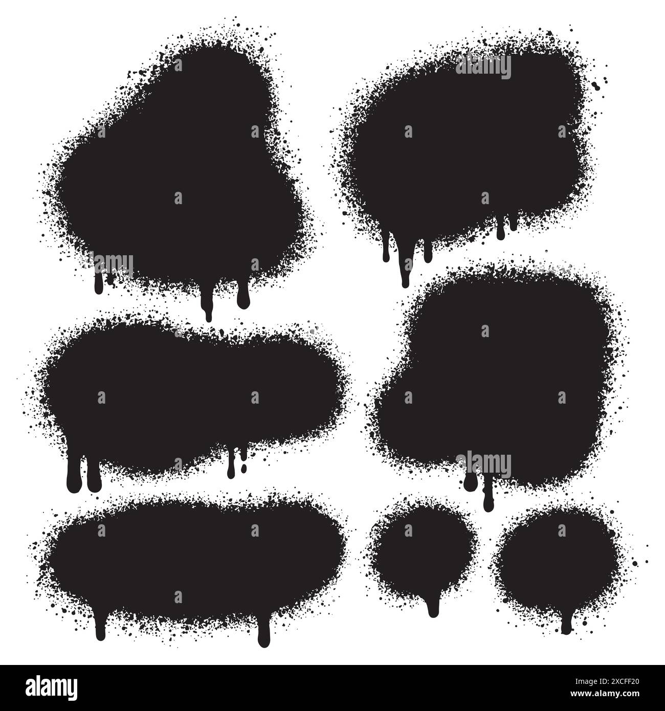 Set of graffiti spray banners. Vector spray paint shapes with Lines and ...