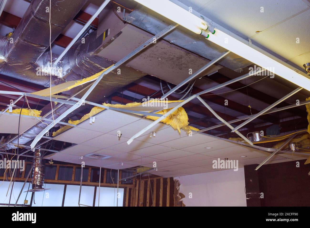 Damaged ceilings are demolition requirement during commercial building ...